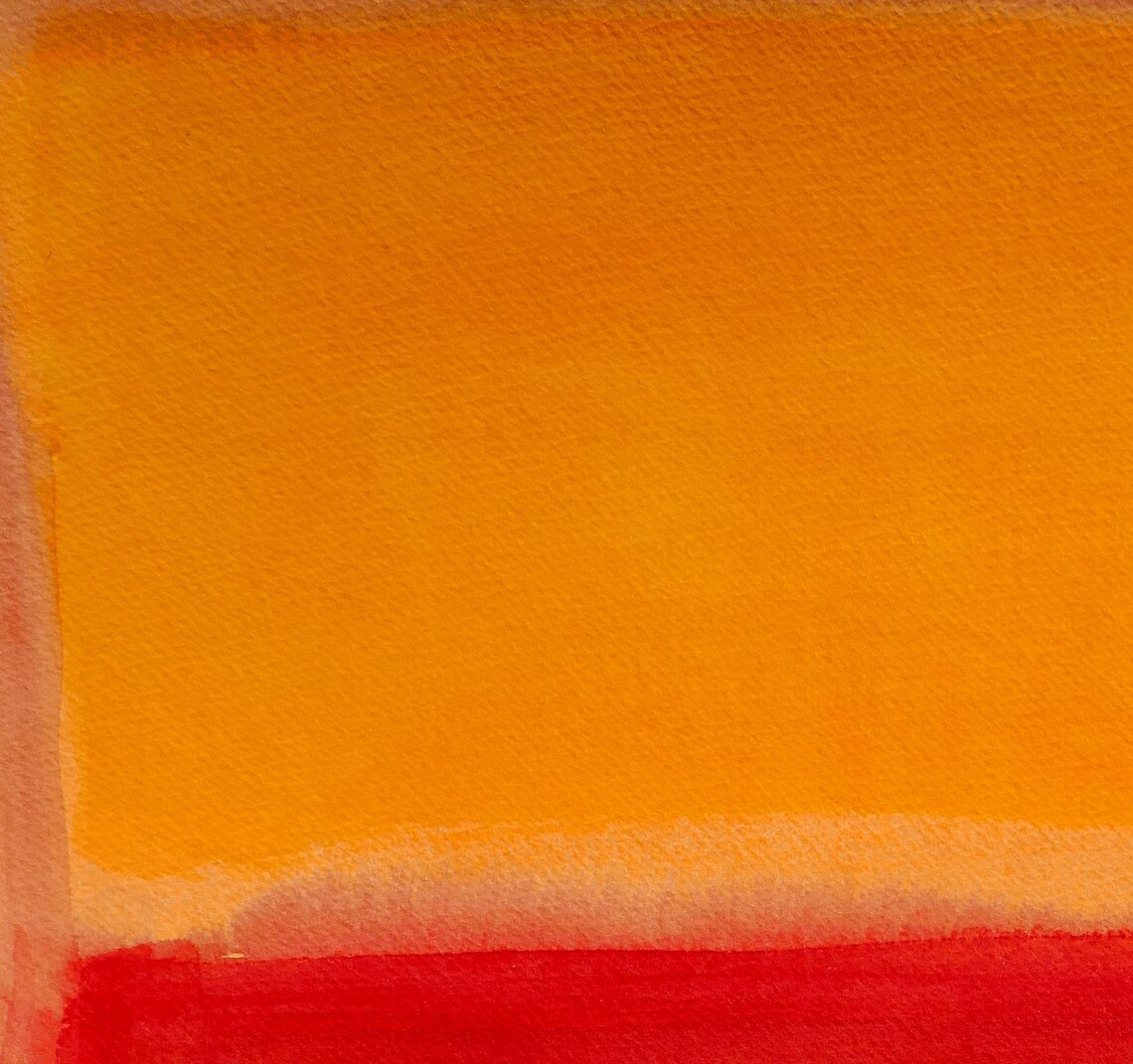 Abstract Watercolor, Color Fields, Brilliant Red, Orange, - Etsy