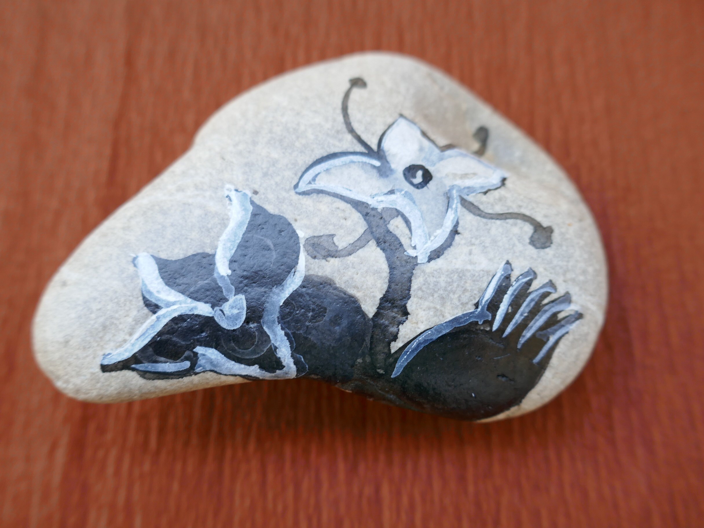 Painted Riverstone Flower Art Stone Painted on Back and - Etsy