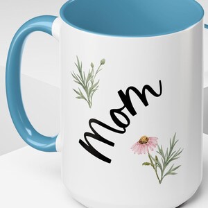 Mom Floral Script Mug Double-sided Accent Coffee Mug Mother's Day Gift ...