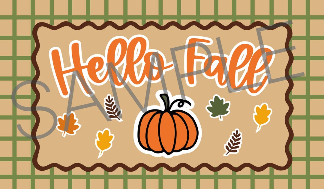Hello Fall Banner Template: Pumpkin Design DIY Hand Painted (PNG ...