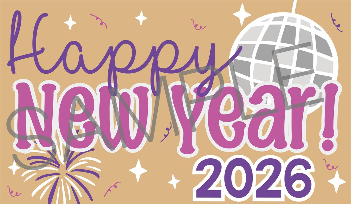 New Years Banner Template: NYE DIY Hand Painted (PNG Digital Download ...