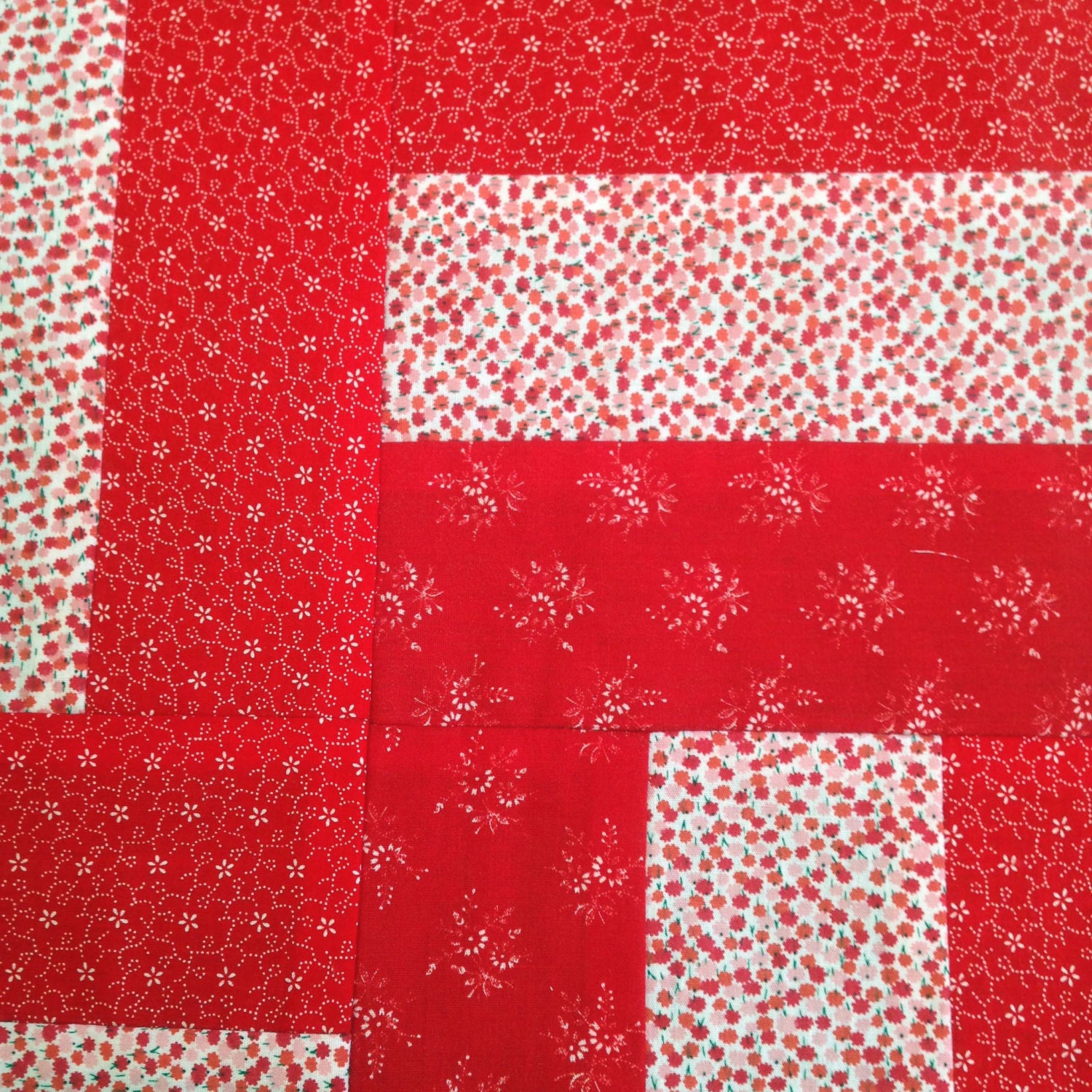 Vintage Pieced 16 Inch Quilt Block Red and White Fabrics One - Etsy