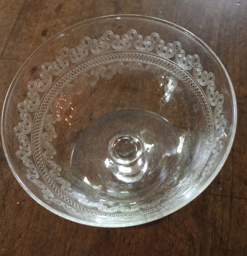 Set of 5 Antique Etched Sherbet Stems Bryce Etch 327 - Etsy