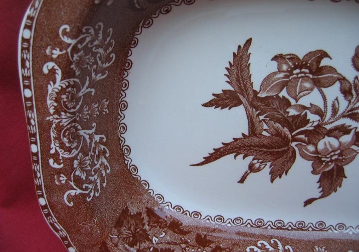 REDUCED Copeland Spode Brown Transfer Ware Bowl Baker | Etsy