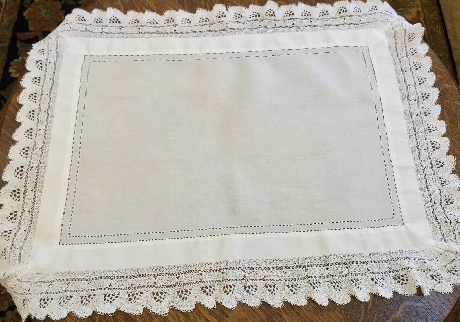 Antique Tray Cloth Wide Hand Crochet Edge Collectible | Etsy