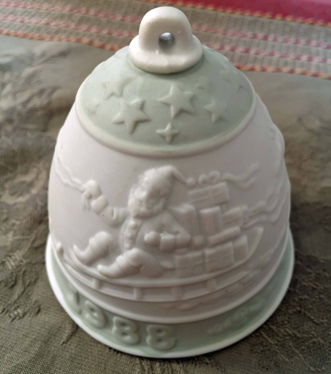 Vintage Lladro Christmas Bell Ornament, 1988, Santa Sleigh, Green ...