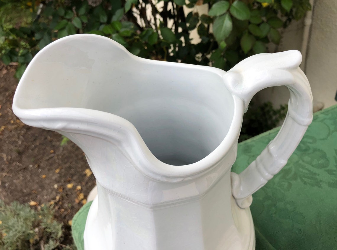 Early English White Ironstone Ewer Pitcher Fig Shape J - Etsy