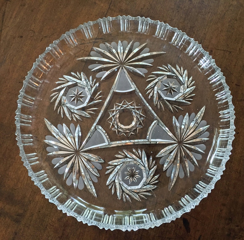 Vintage Large Glass Round Dish Cake Plate Comet Pattern - Etsy