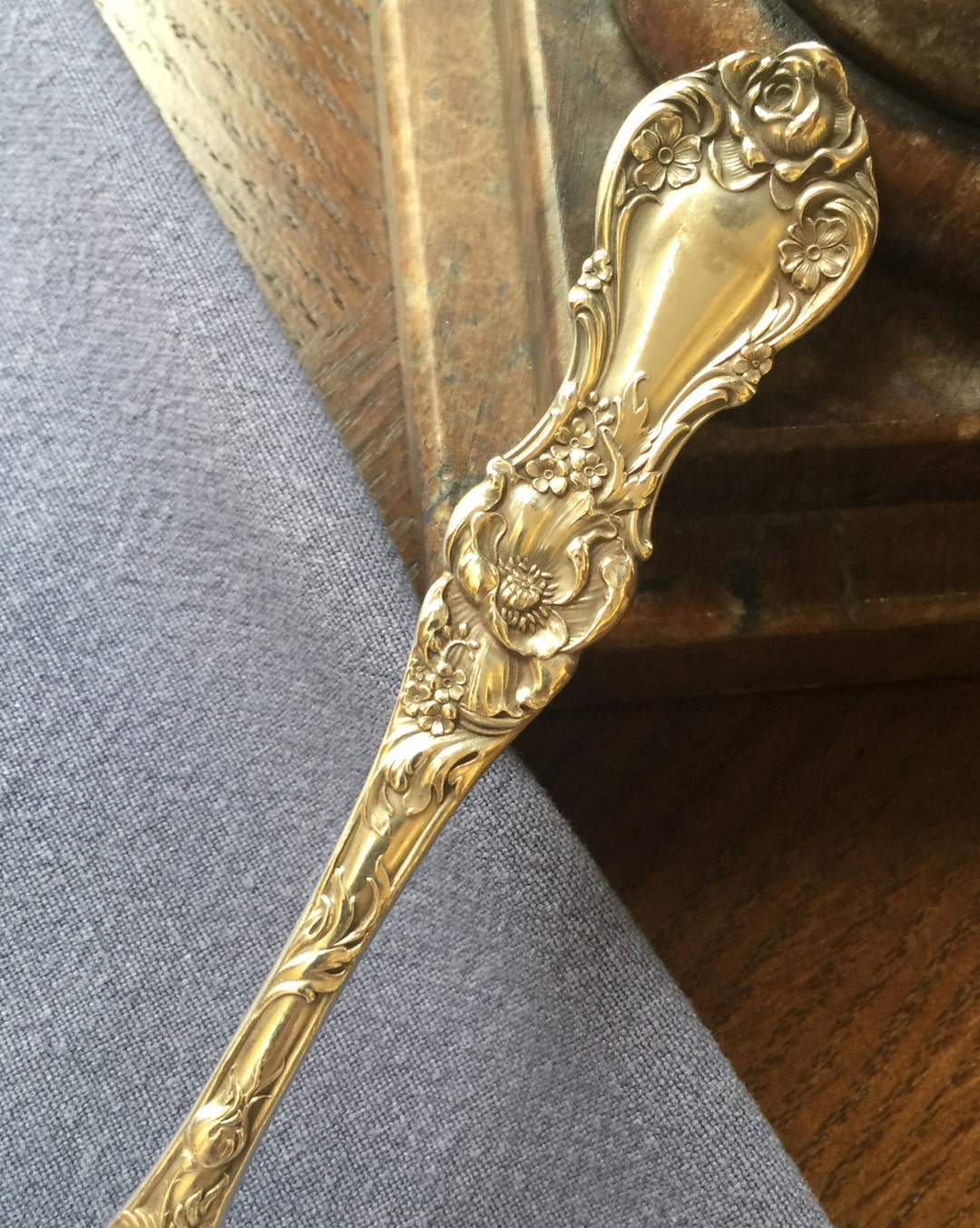 Pair of Antique Silver Serving Spoons, 1875 Wallace, Pat June 6 1903 ...