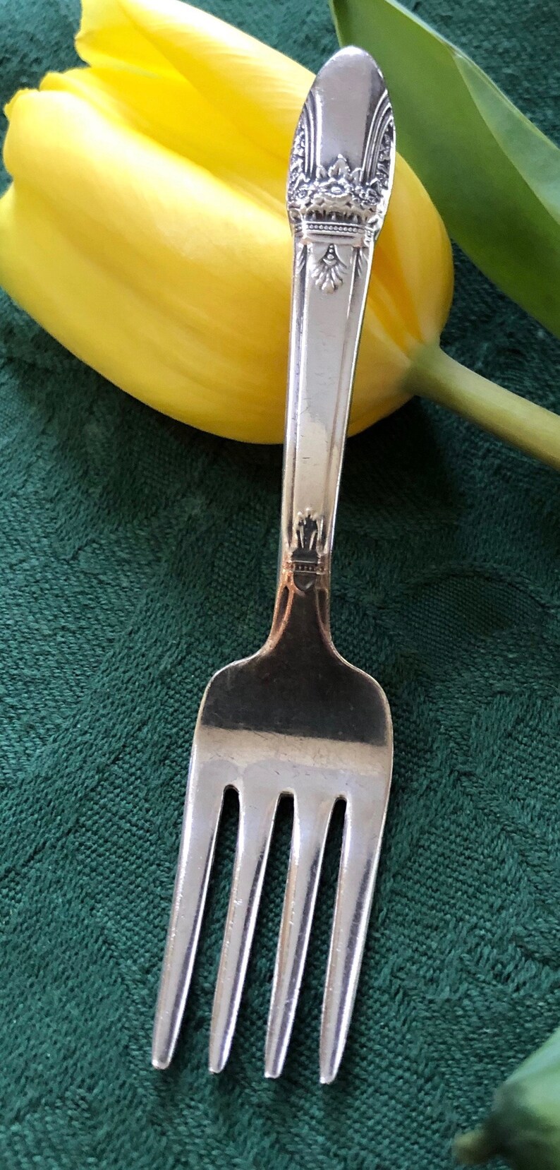 Antique Silver Plated Baby Fork, 1847 Rogers Bros, First Love Pattern ...