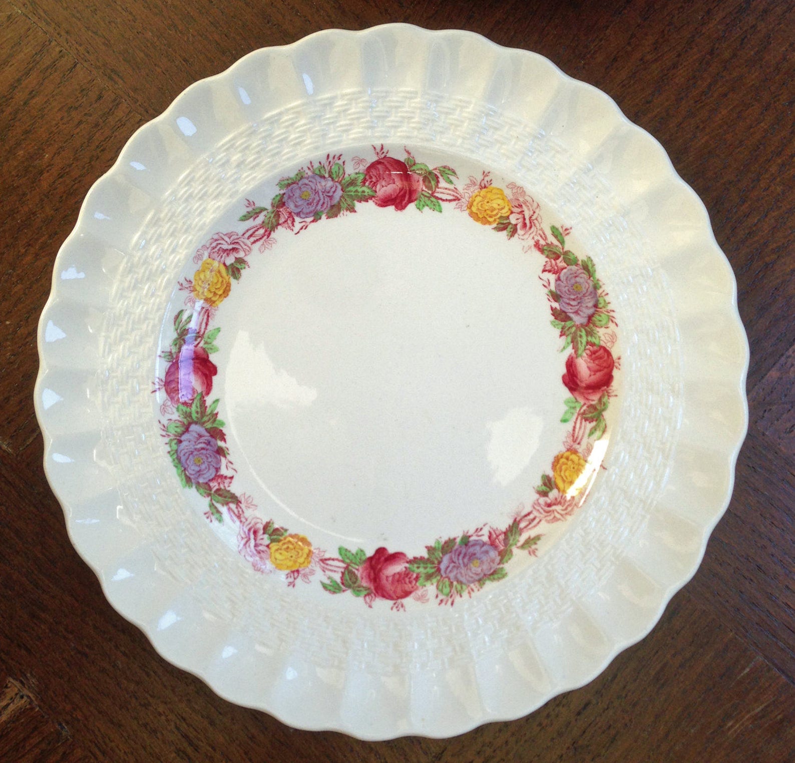 Vintage Copeland Spode Plate, Rose Briar Pattern, Chelsea Wicker Shape ...