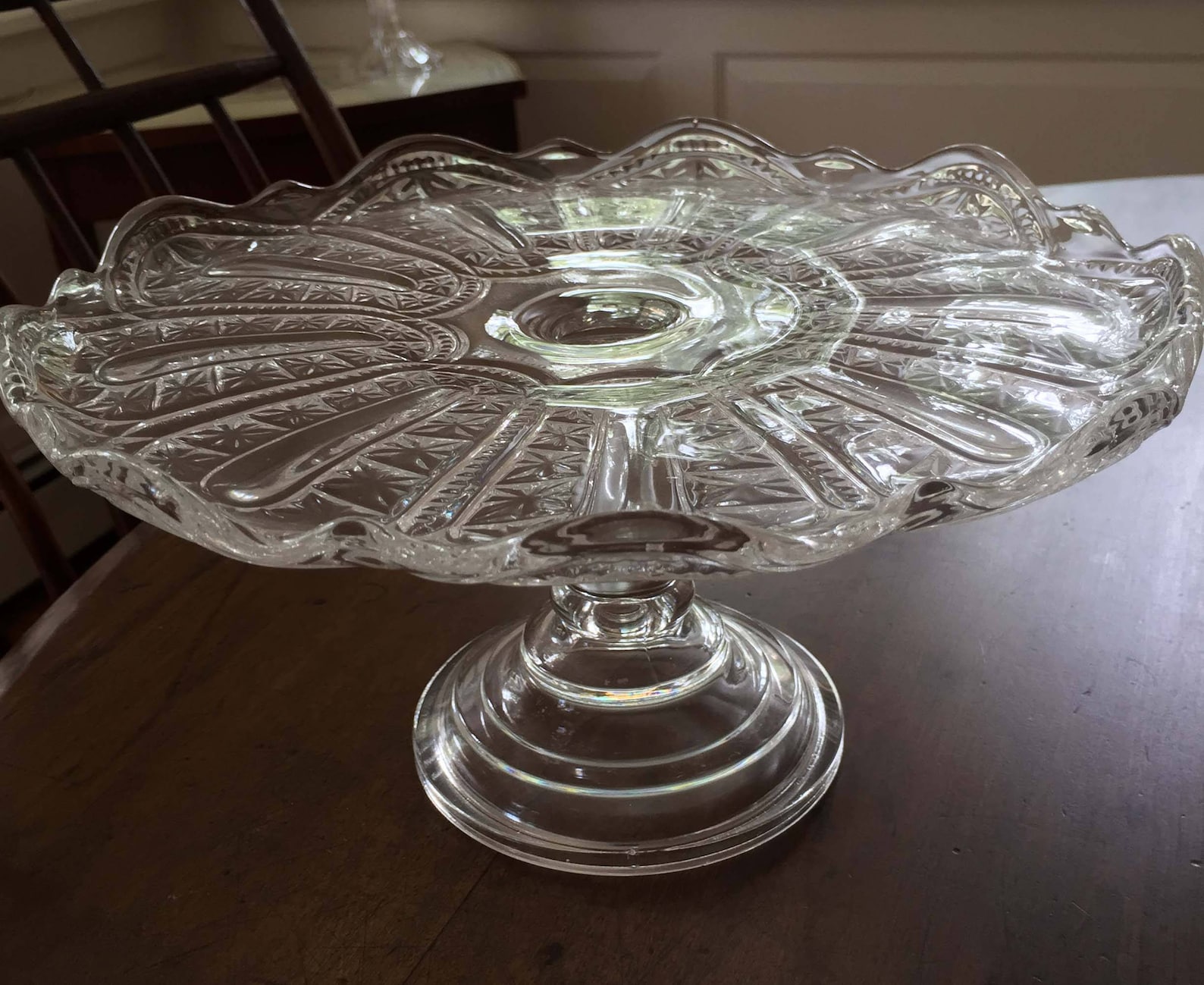 Antique Glass Pedestal Cake Stand EAPG Bryce Walker Jasper - Etsy