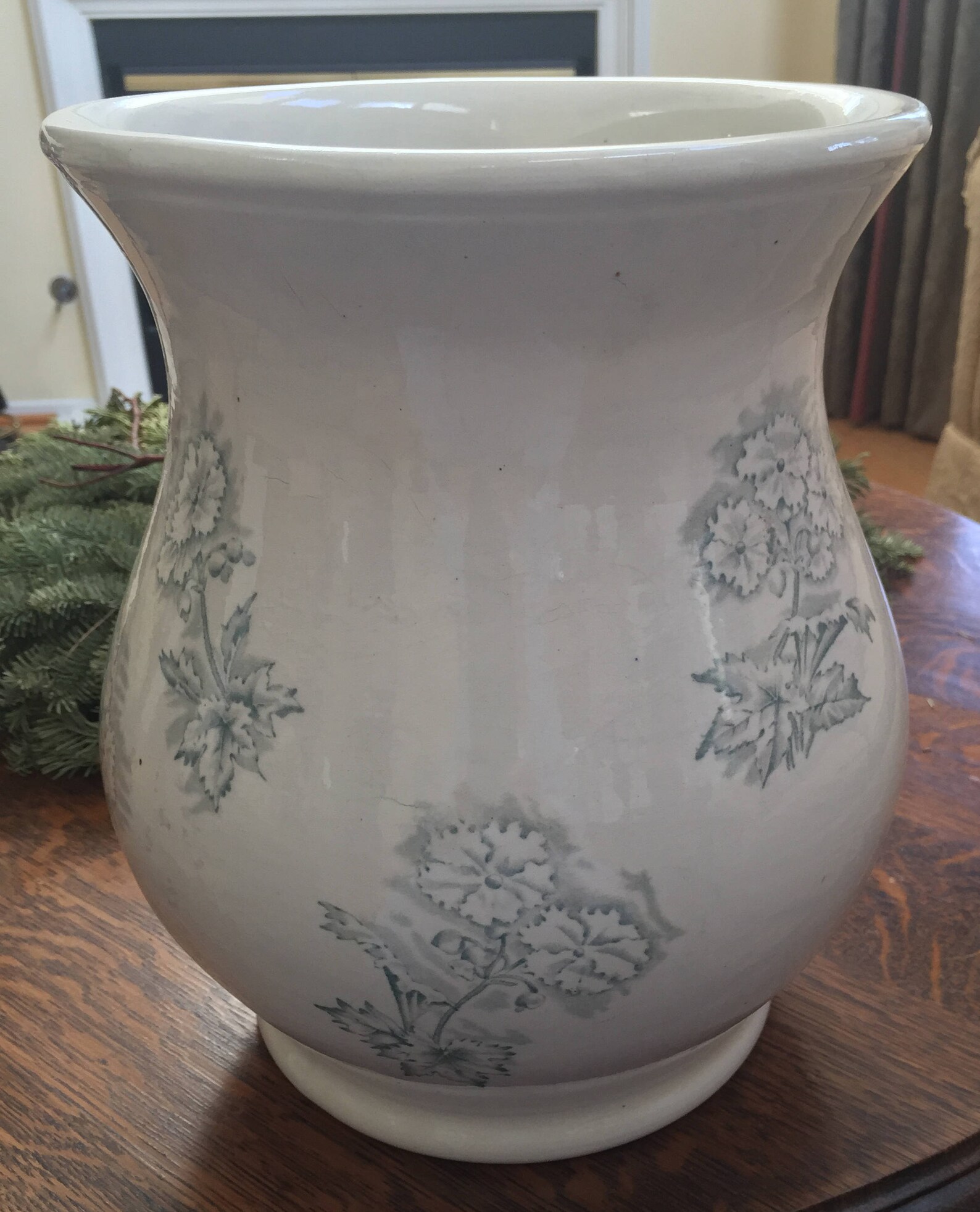 Early Large Transfer Ware Waste Pot, Sage Green Floral, Alba China ...