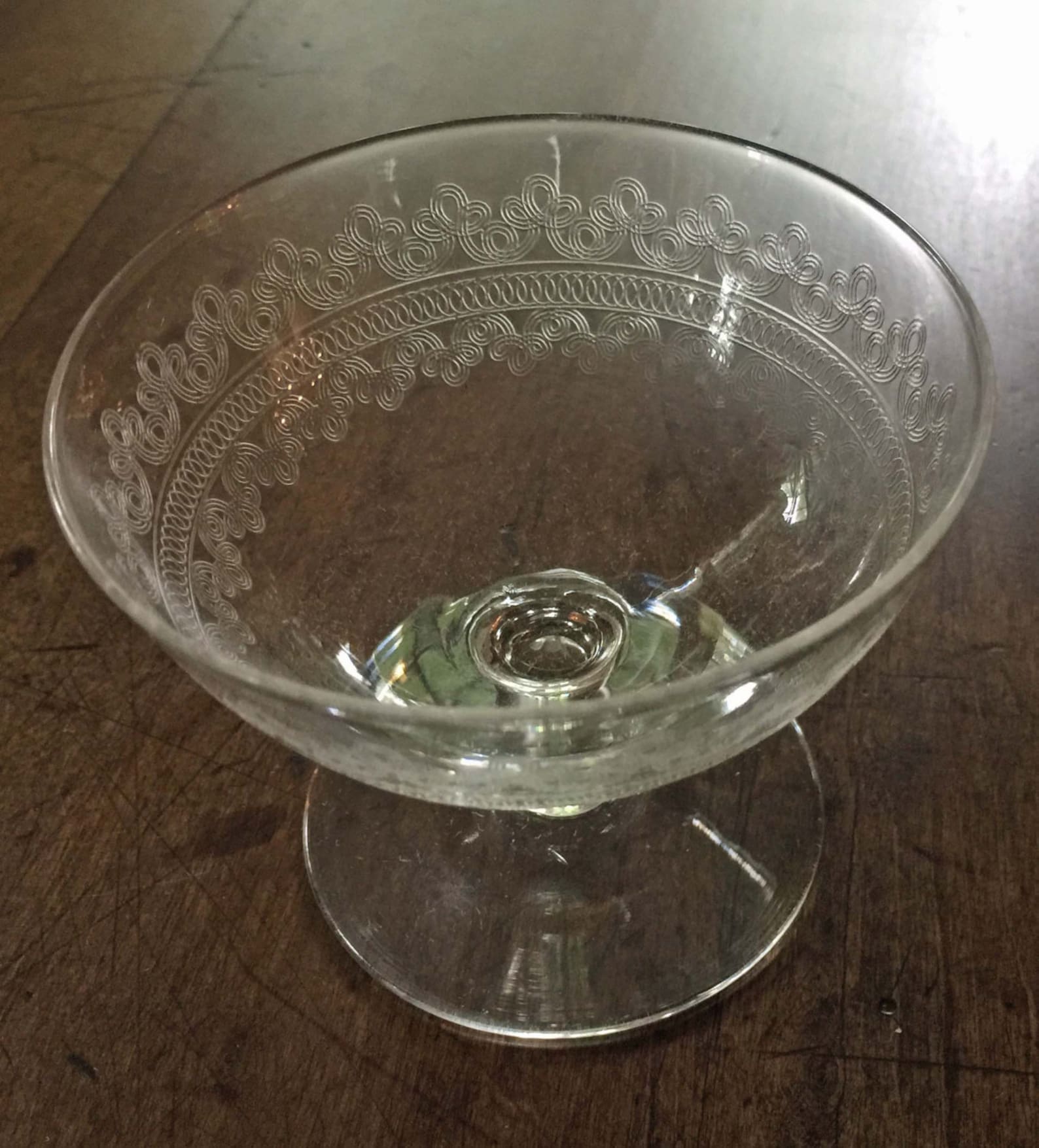 Set of 5 Antique Etched Sherbet Stems Bryce Etch 327 - Etsy