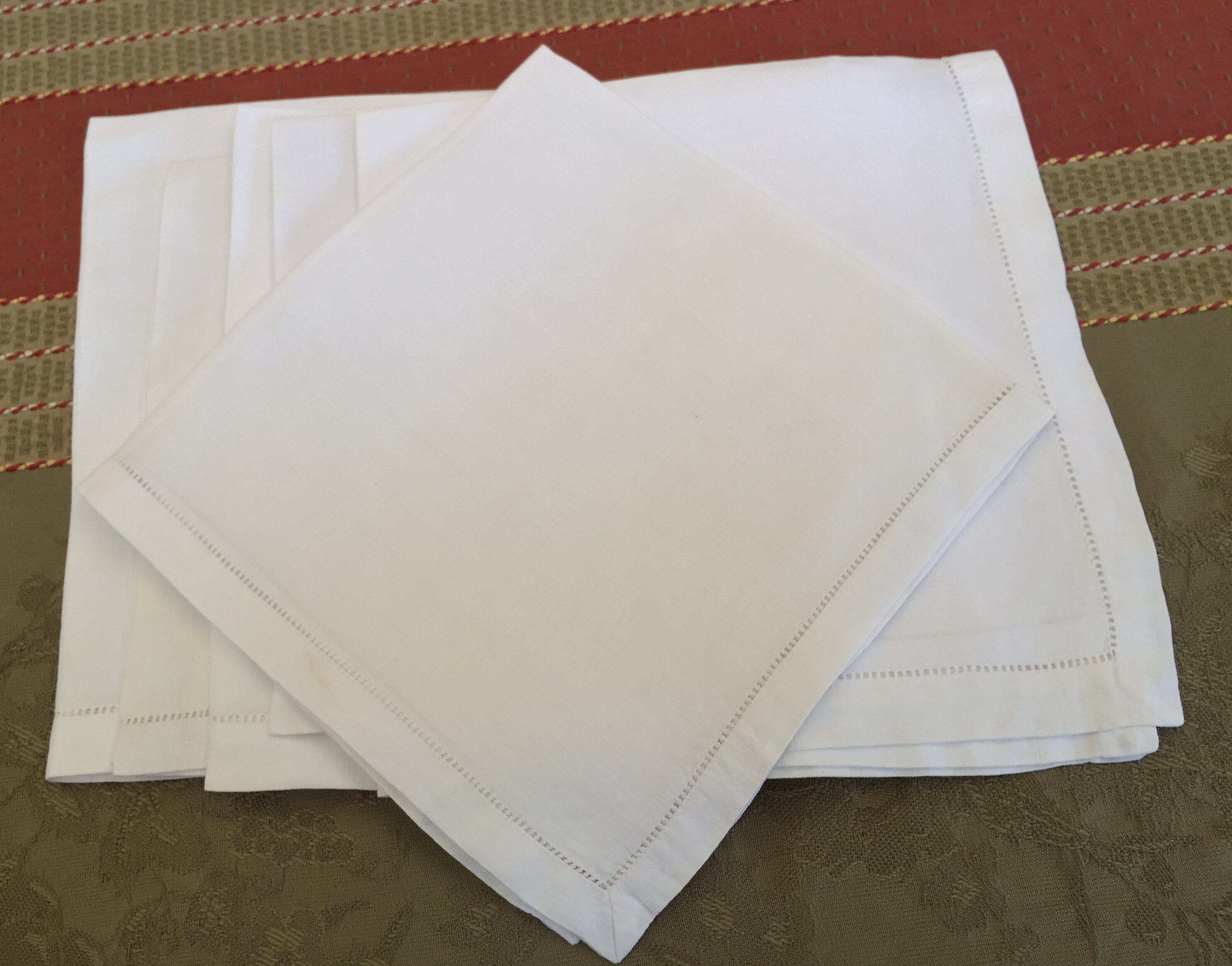 Vintage Linens Set of 6 Napkins Hem Stitched Edge Interior - Etsy