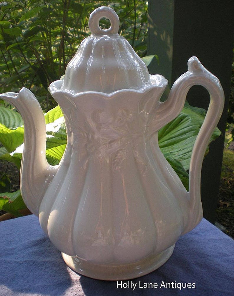 REDUCED 3 Piece White Ironstone Tea Set Wheat and Clover - Etsy