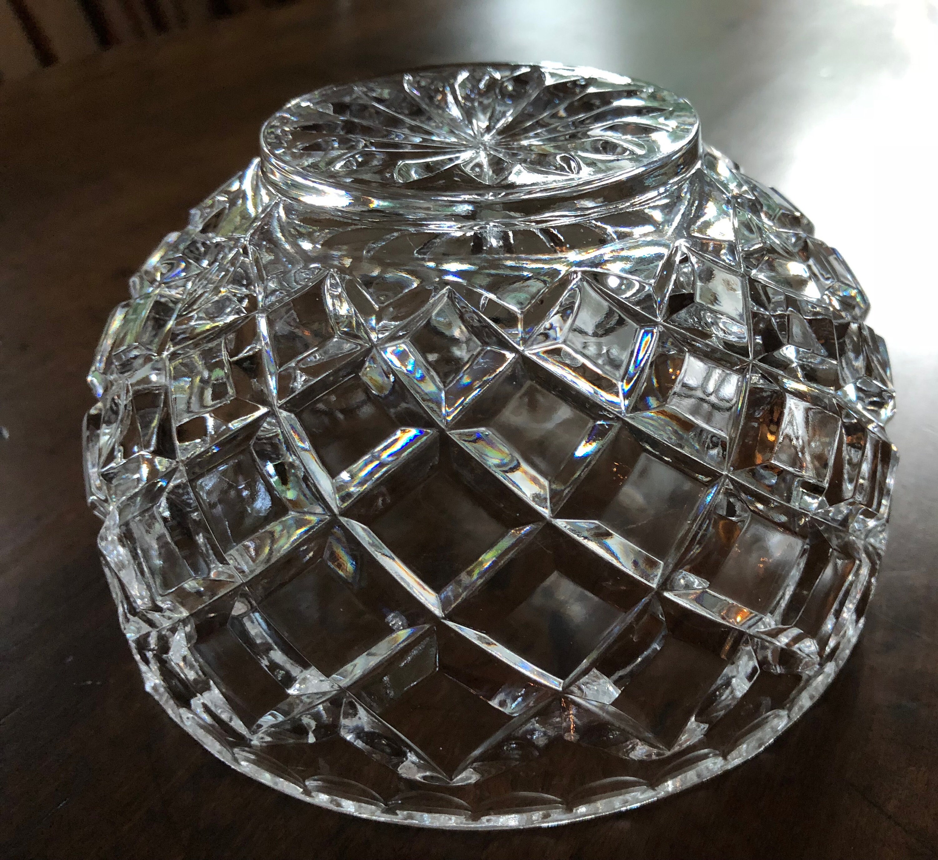 Vintage Glass Bowl Diamond Design Maybe Waterford Hostess - Etsy