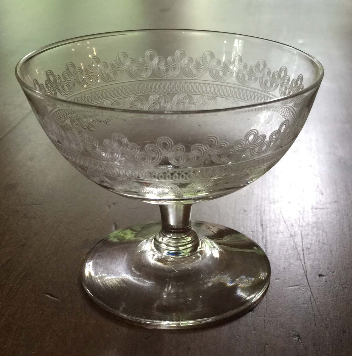 Set of 5 Antique Etched Sherbet Stems Bryce Etch 327 - Etsy