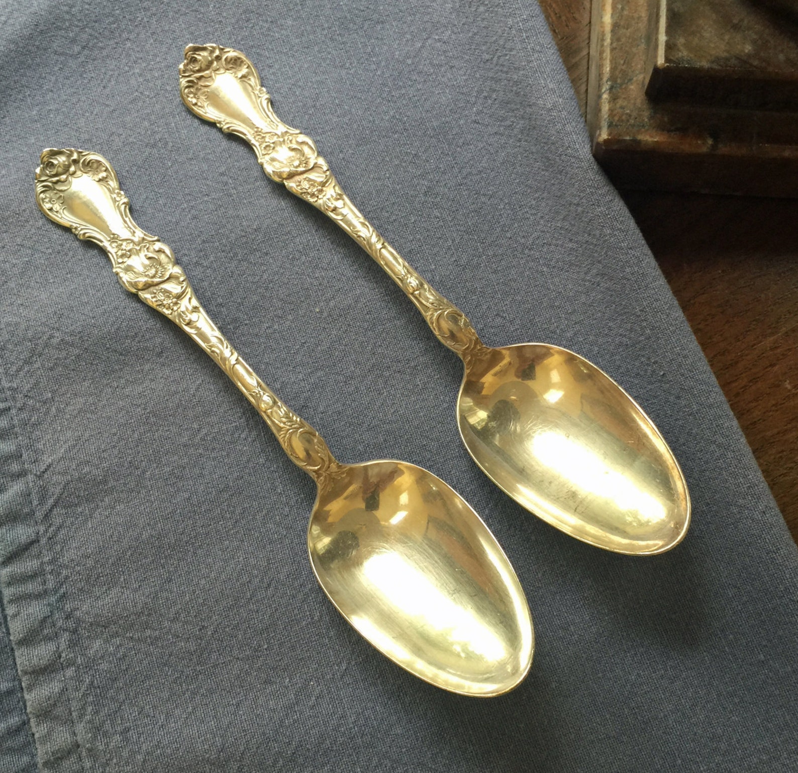 Pair of Antique Silver Serving Spoons 1875 Wallace Pat June | Etsy