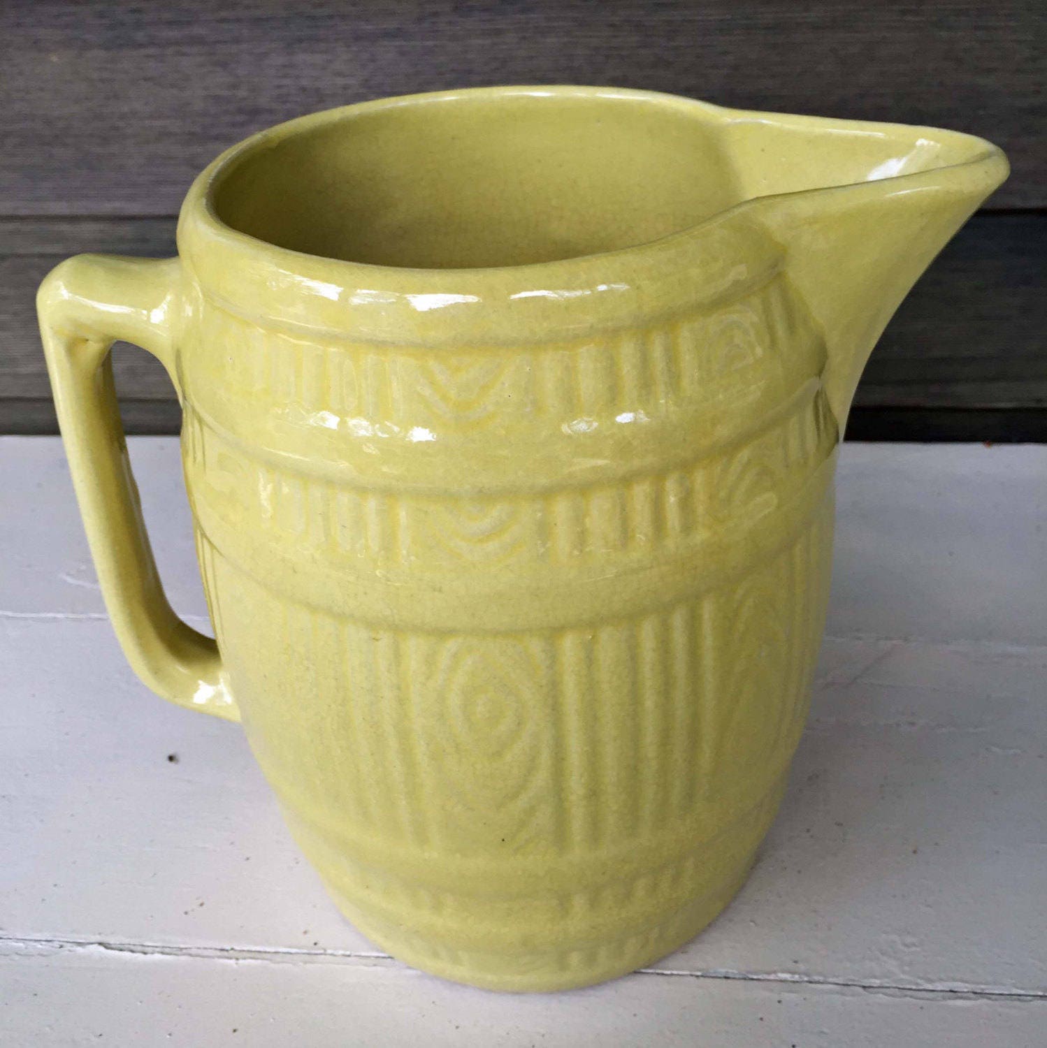 Antique Yellow Ware Pitcher Primitive Early American - Etsy