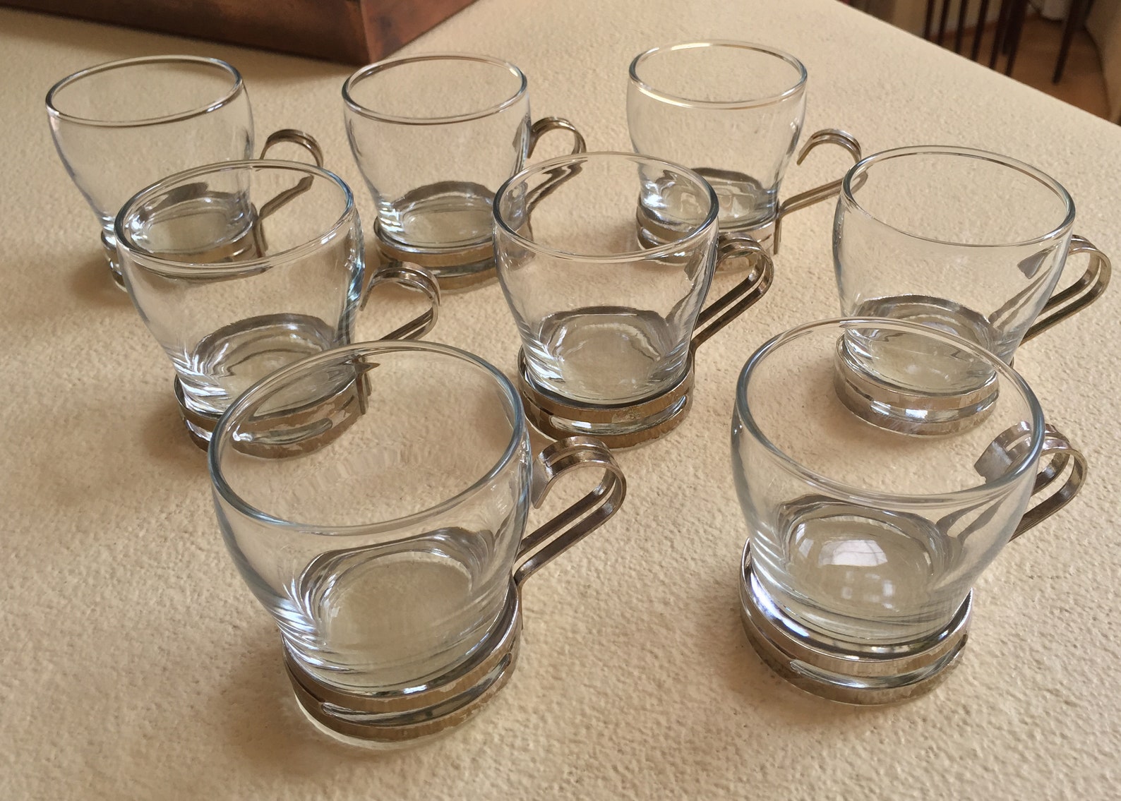 Set of 8 Vintage Glass Punch Cups, With Removable Metal Handles ...