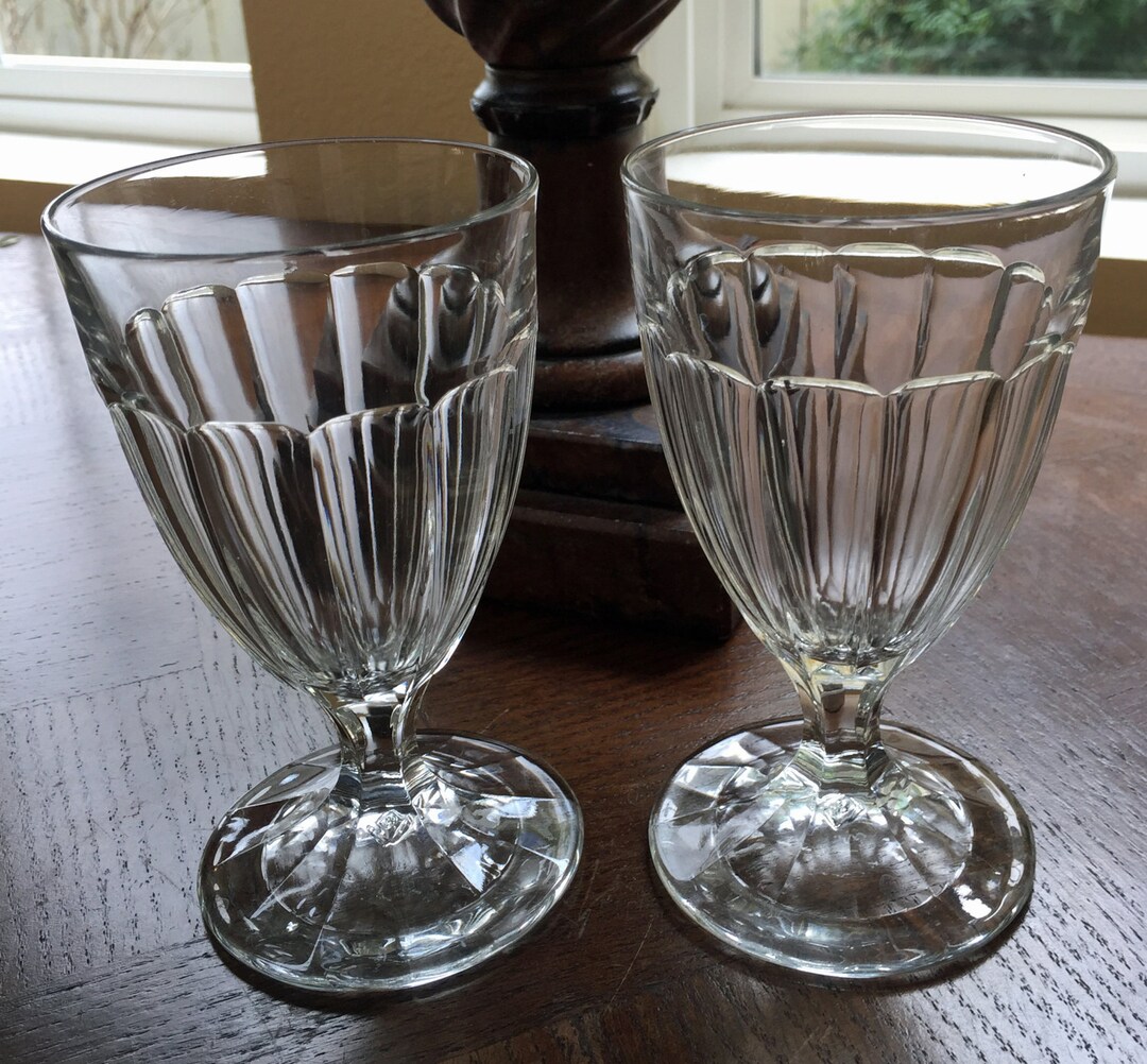 Pair of Heisey Glass Stems, Water Stems, Wine Stems, Colonial Pattern ...
