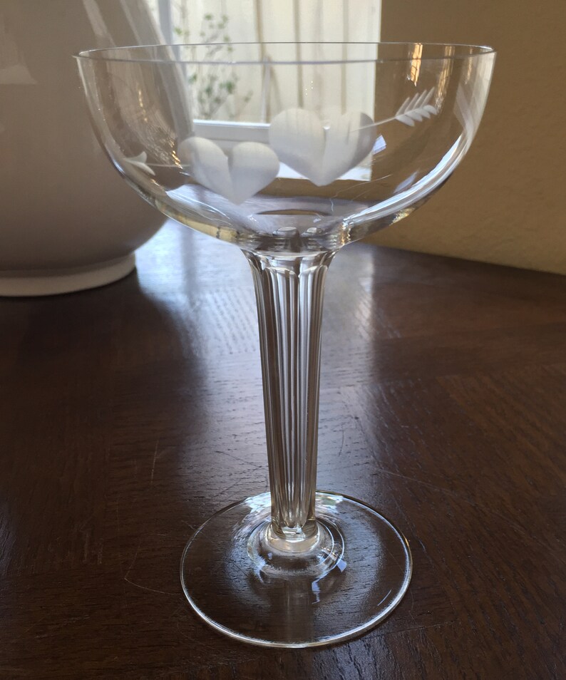 Vintage Glass Champagne Stem Open Stem Hearts C1950s | Etsy