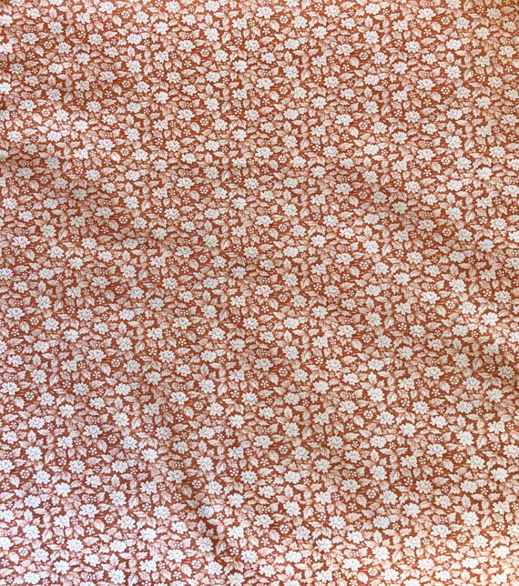 Vintage Fabric Peach Floral Print 3 Yards Cotton Fabric | Etsy