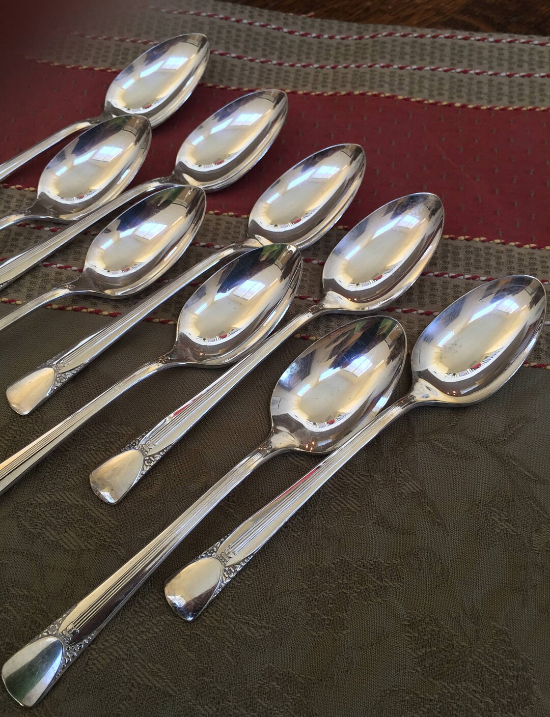 Set of 9 Silver Plated Teaspoons, Bouquet Embassy 1939, Vintage Silver ...
