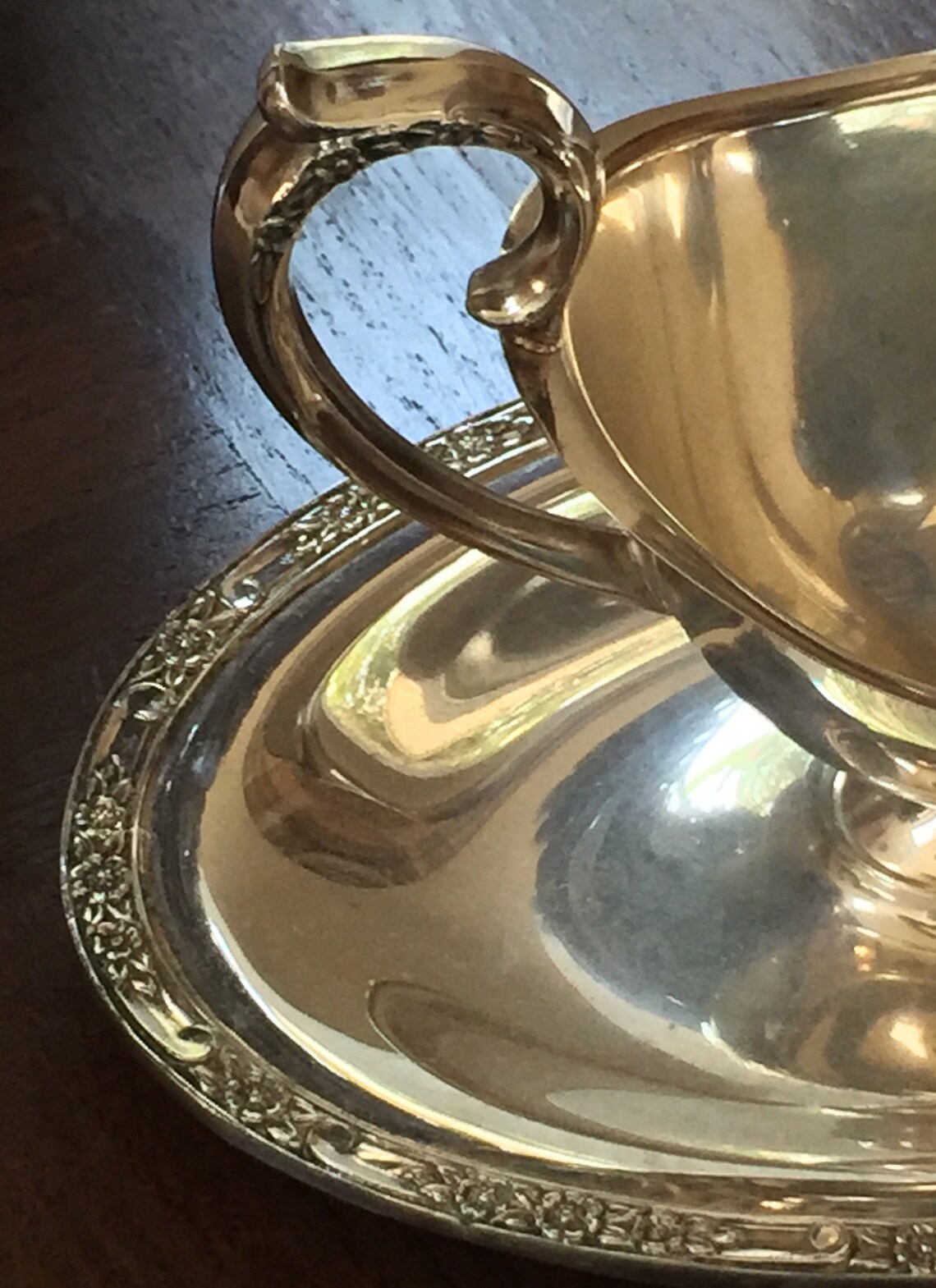 Vintage Silver Plated Gravy Pitcher With Attached Under Plate | Etsy