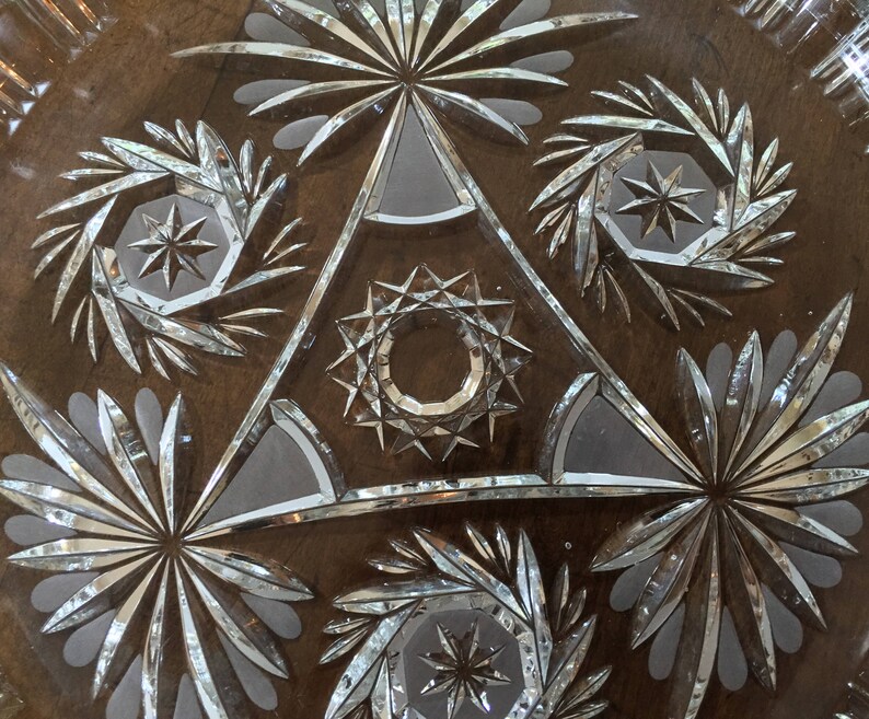 Vintage Large Glass Round Dish Cake Plate Comet Pattern - Etsy