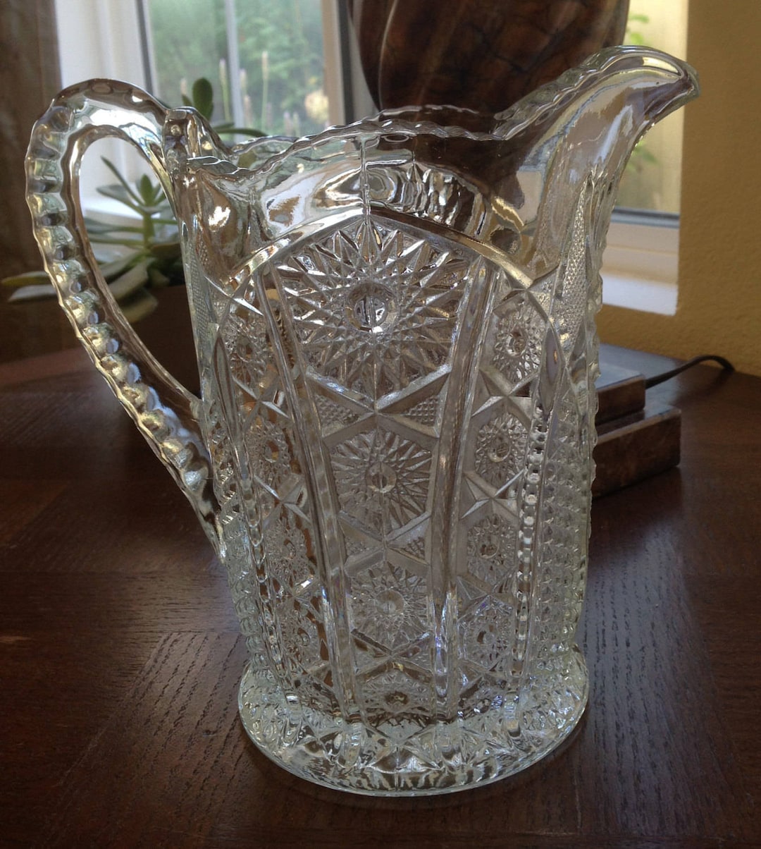 Vintage Large Pressed Glass Pitcher, Collectible Glass, French Country ...