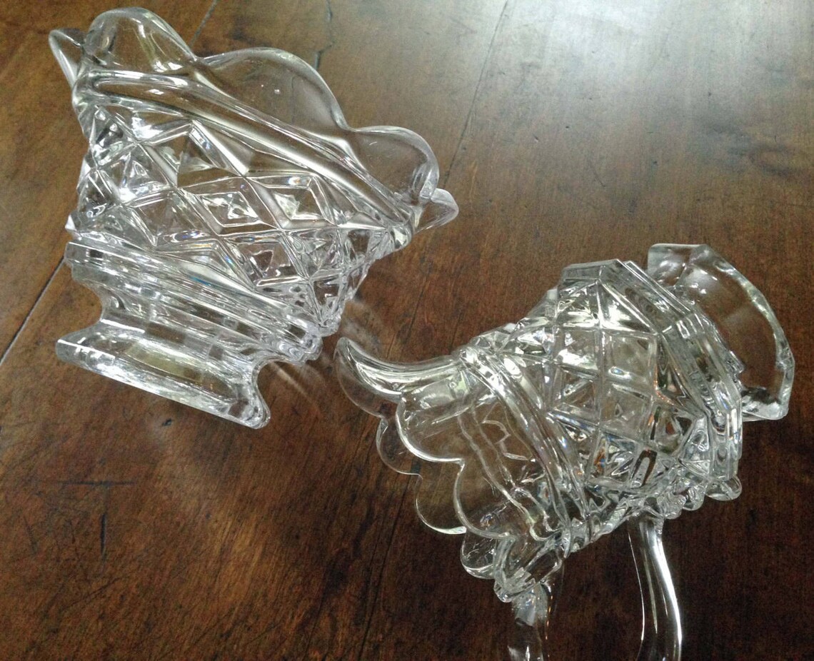 Rare Antique English Glass Sugar and Cream Pitcher Pair, George ...