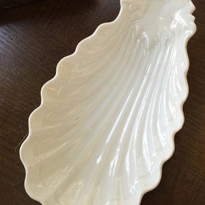White Ironstone Relish Dish, Shell Shape, Country Style, Shabby Chic ...