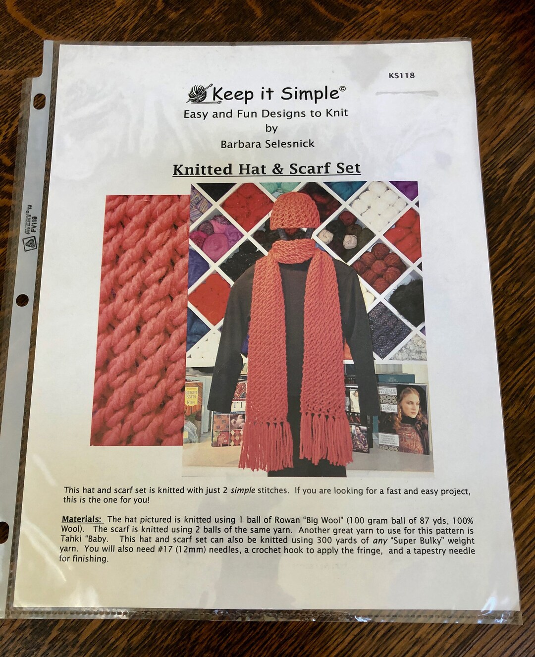 Vintage Knitting Pattern, Keep It Simple, Knitted Hat and Scarf Set ...