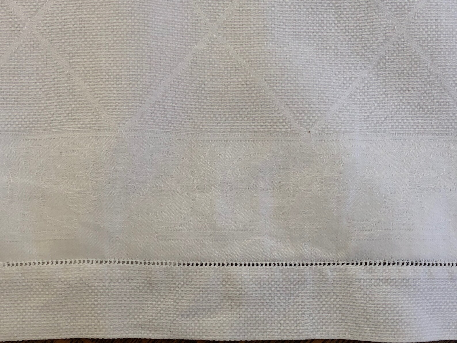 Vintage Linens, White Embossed Damask Hemstitched Towel, Hostess Gift ...