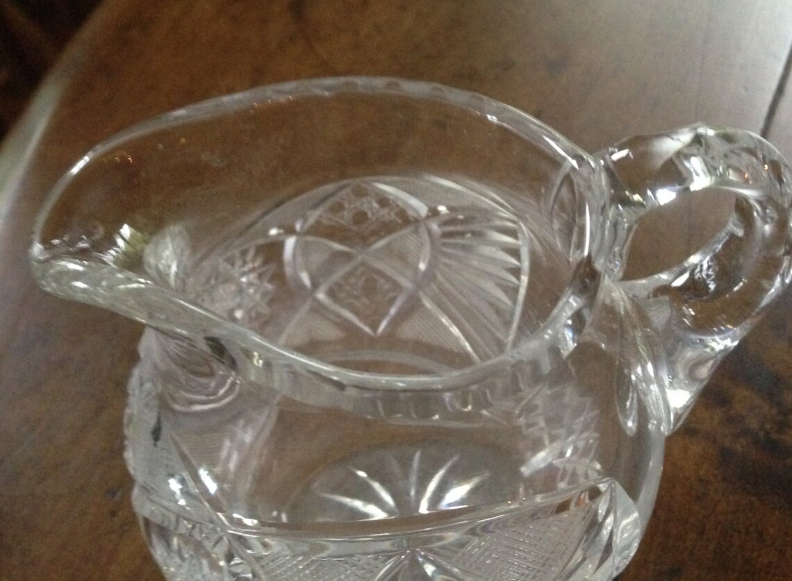 Cut Glass Creamer Pitcher Collectible Glass Vintage Glass | Etsy