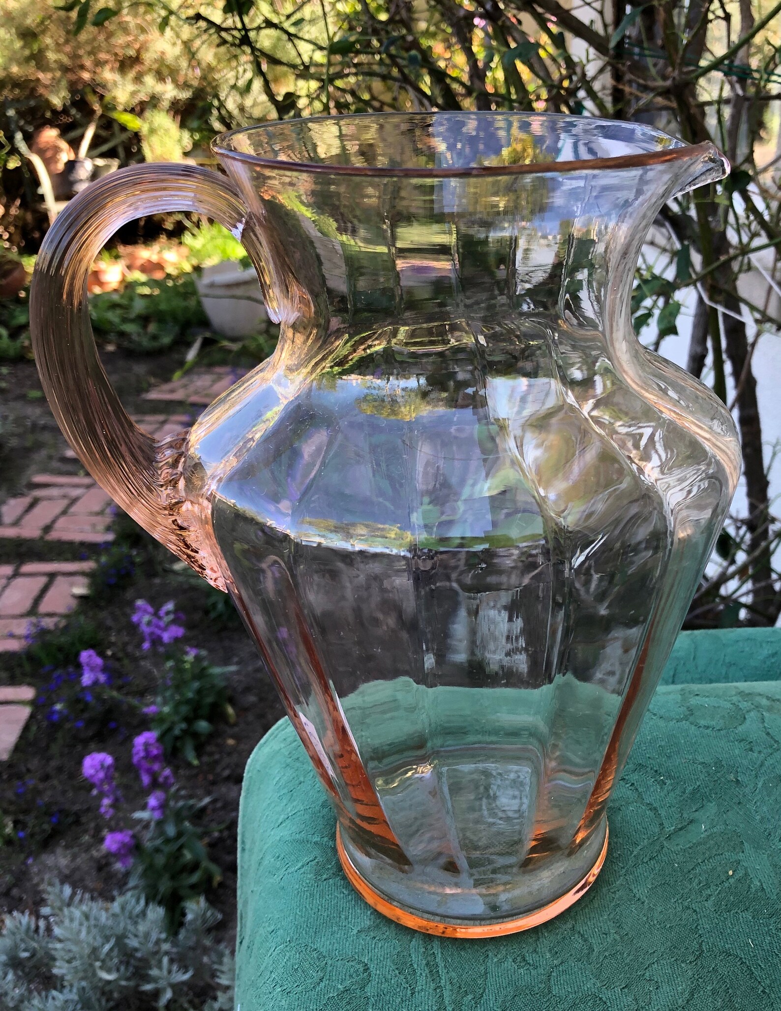 Elegant Antique Glass Pink Depression Glass Pitcher Wedding | Etsy
