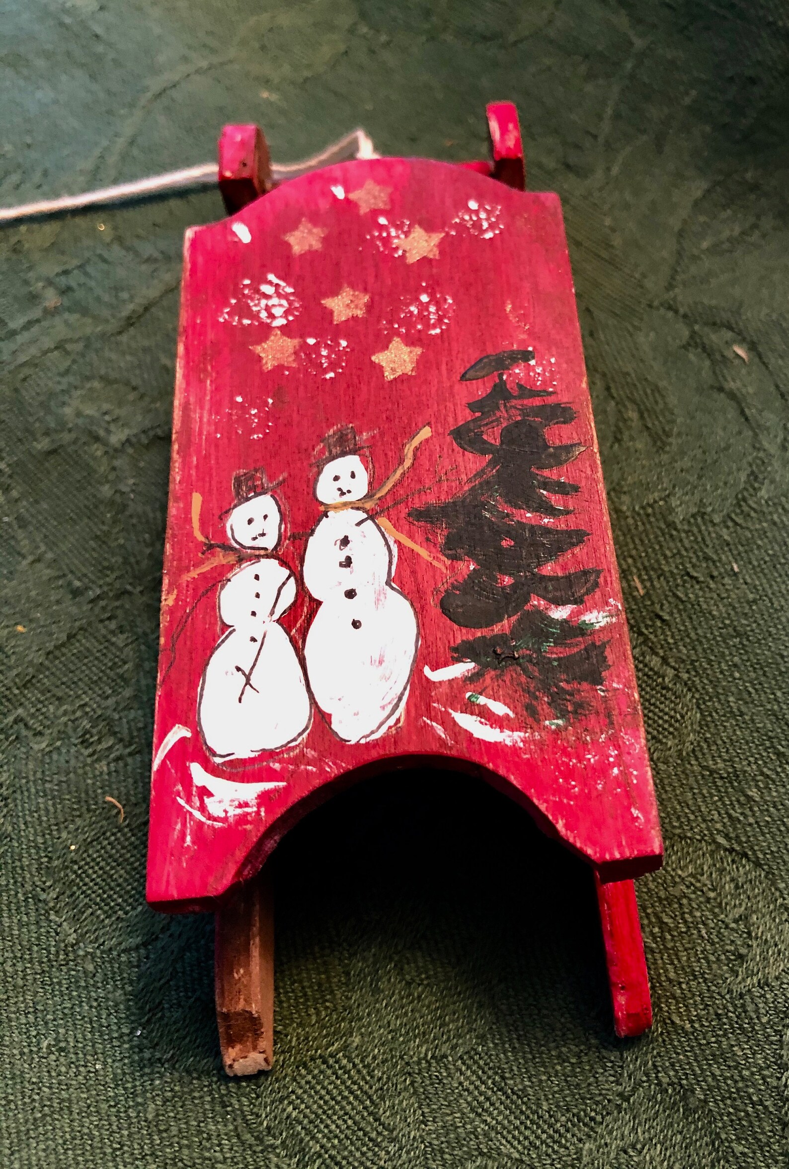 Vintage Painted Sled Christmas Ornament, Holiday Decor, Interior Design ...