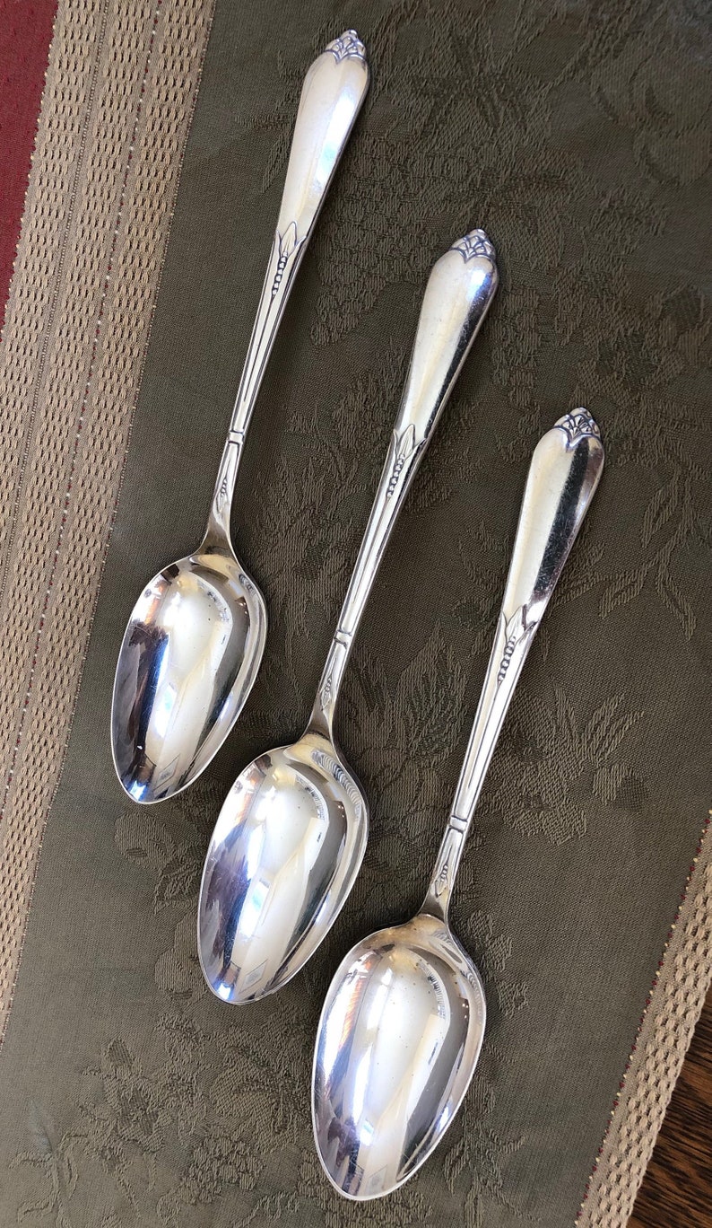 Vintage Silver Serving Spoons Set of 3 Inspiration Pattern - Etsy