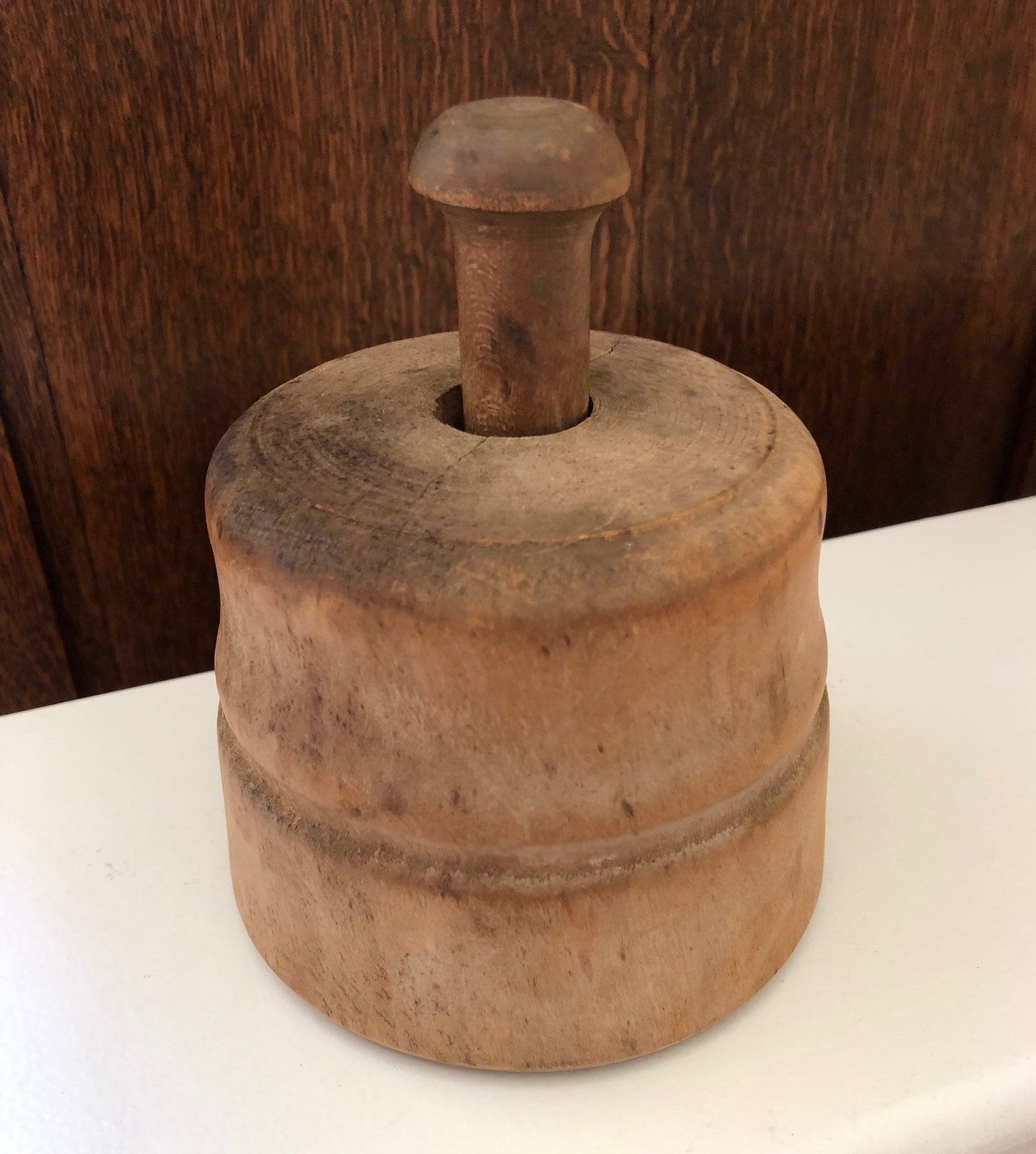 Antique Large Wood Primitive Butter Mold, Flower and Leaves, Butter ...