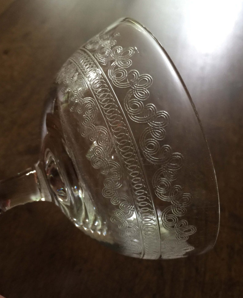 Set of 5 Antique Etched Sherbet Stems Bryce Etch 327 - Etsy