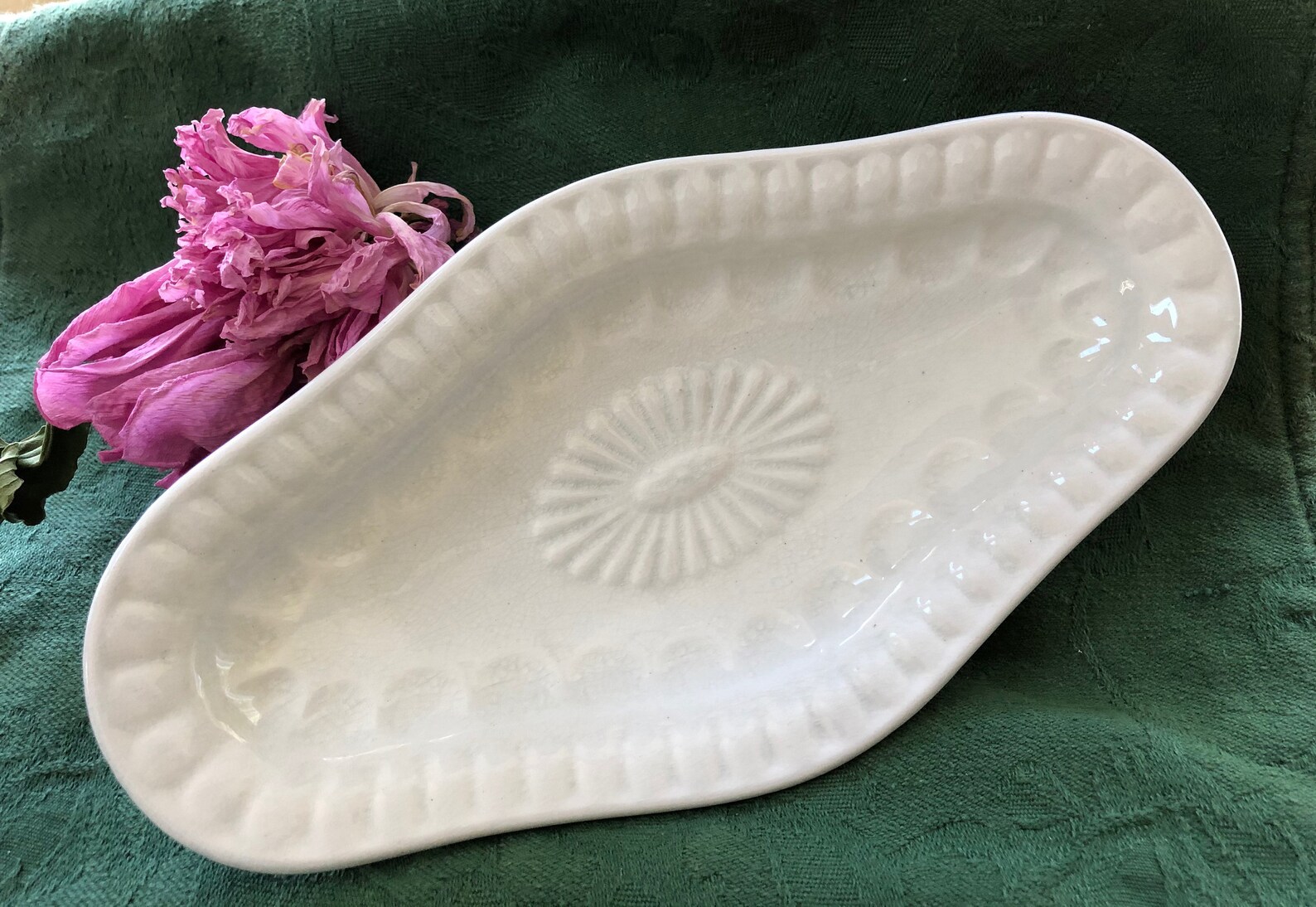 Early White Ironstone Relish Dish, Laurel Wreath Shape, Elsmore Forster ...