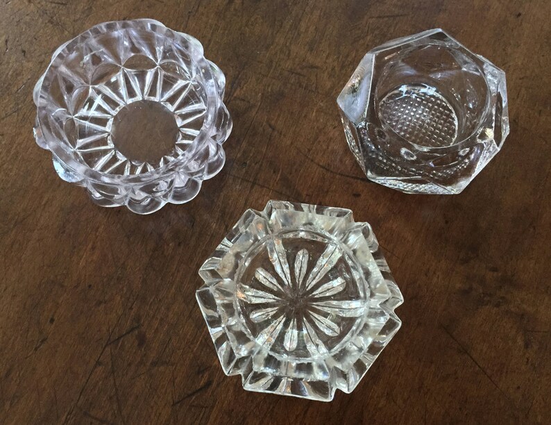 Antique Glass 3 Master Salt Dishes Salt Dips Collectible - Etsy
