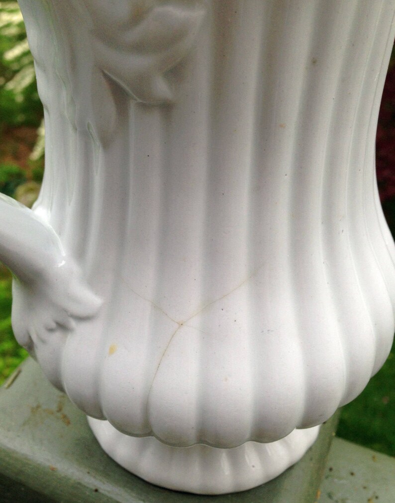 Early English White Ironstone Pitcher Full Ribbed Shape - Etsy