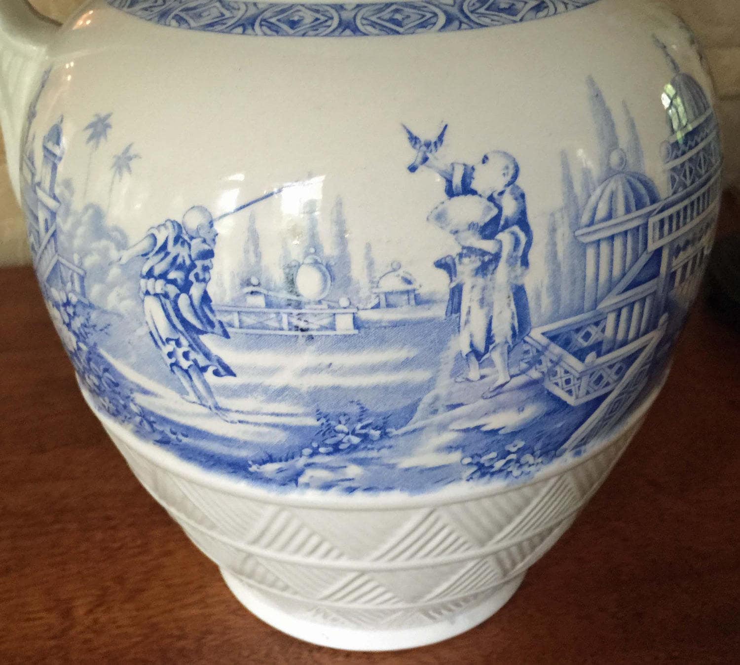 Blue Transfer Ware Pitcher, Ewer, Yeddo, Ridgway, England, Antique ...