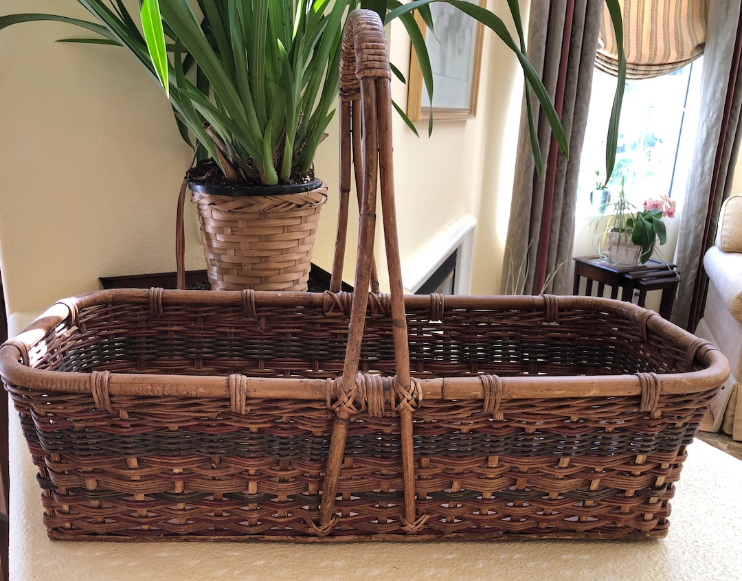 Vintage Rectangular Basket, Vintage Gift, Interior Decorate, Farmhouse ...