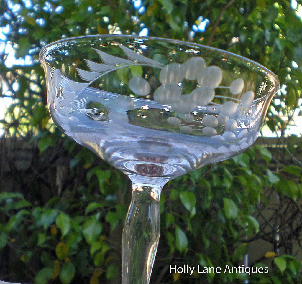 Pair Vintage Etched Stems Champagne Fostoria Stem 877 - Etsy
