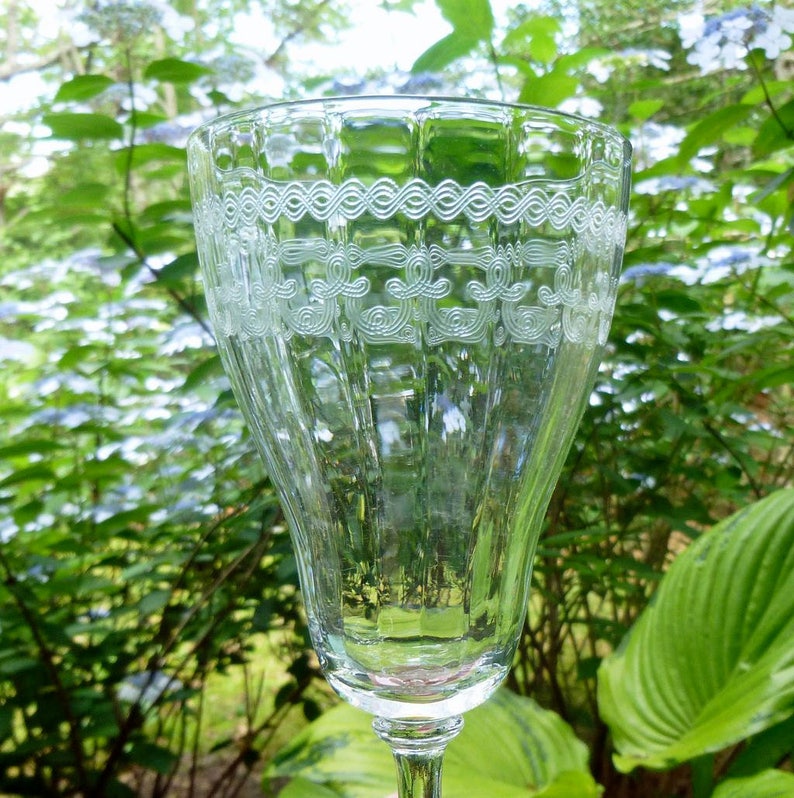 Antique Etched Optic Ribbed Tall Stem Heisey Trefoil Etsy - Etsy