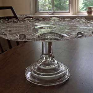 Antique Glass Pedestal Cake Stand, EAPG, Bryce Walker, Jasper ...